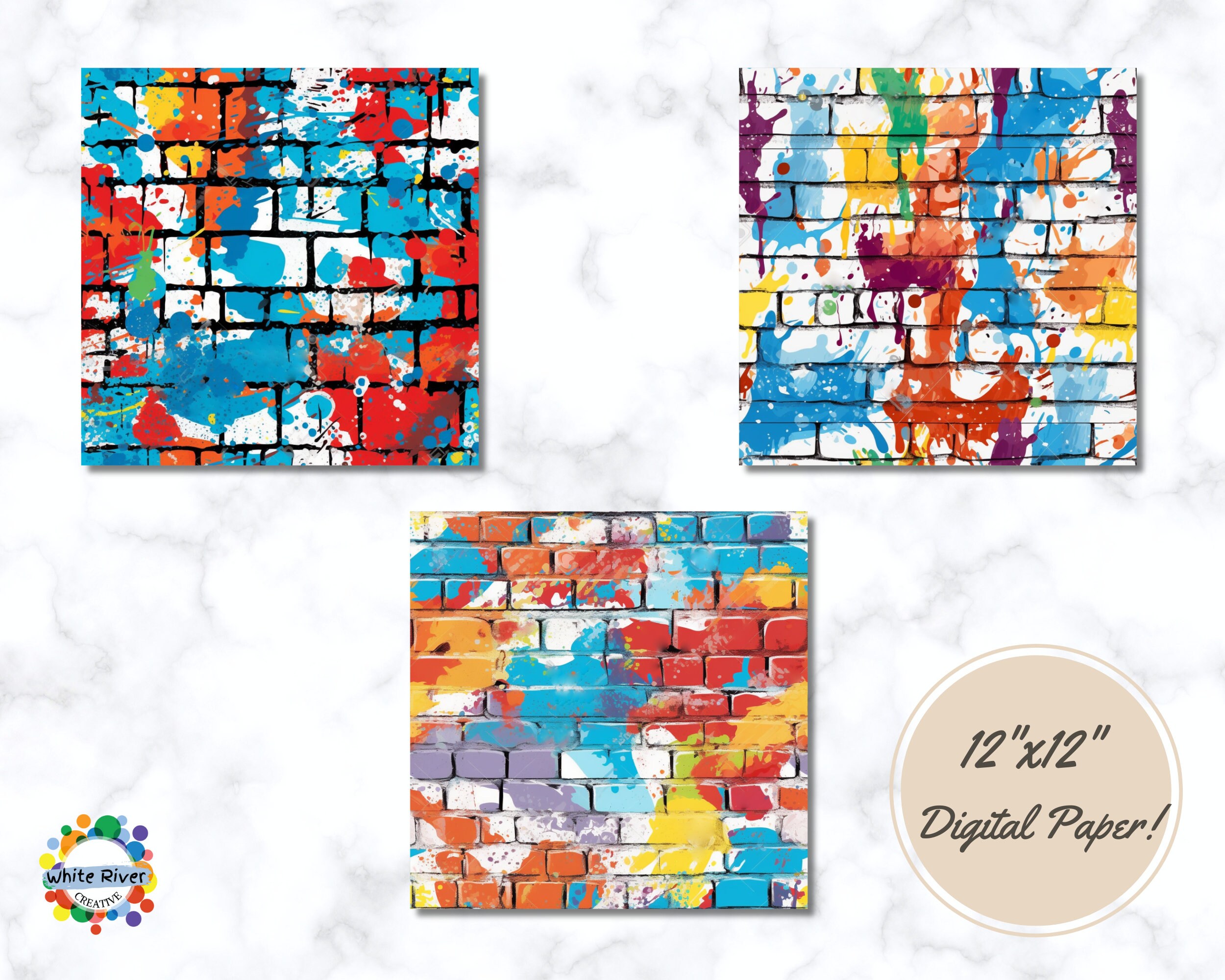 16-pack Urban Style Graffiti Wall Art, Seamless Digital Paper, Stylish ...