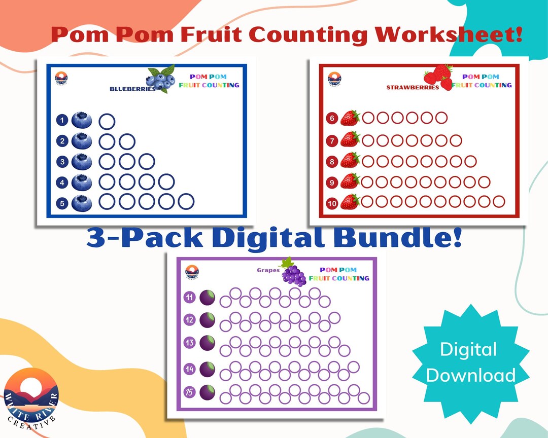 Fruit Counting Activity: Pom Pom Math, Numbers 1-15 (digital Download ...