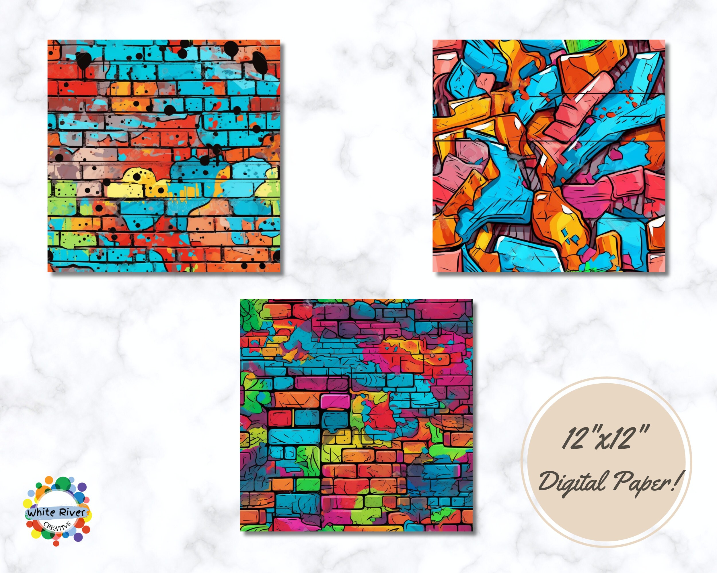 16-pack Urban Style Graffiti Wall Art, Seamless Digital Paper, Stylish ...