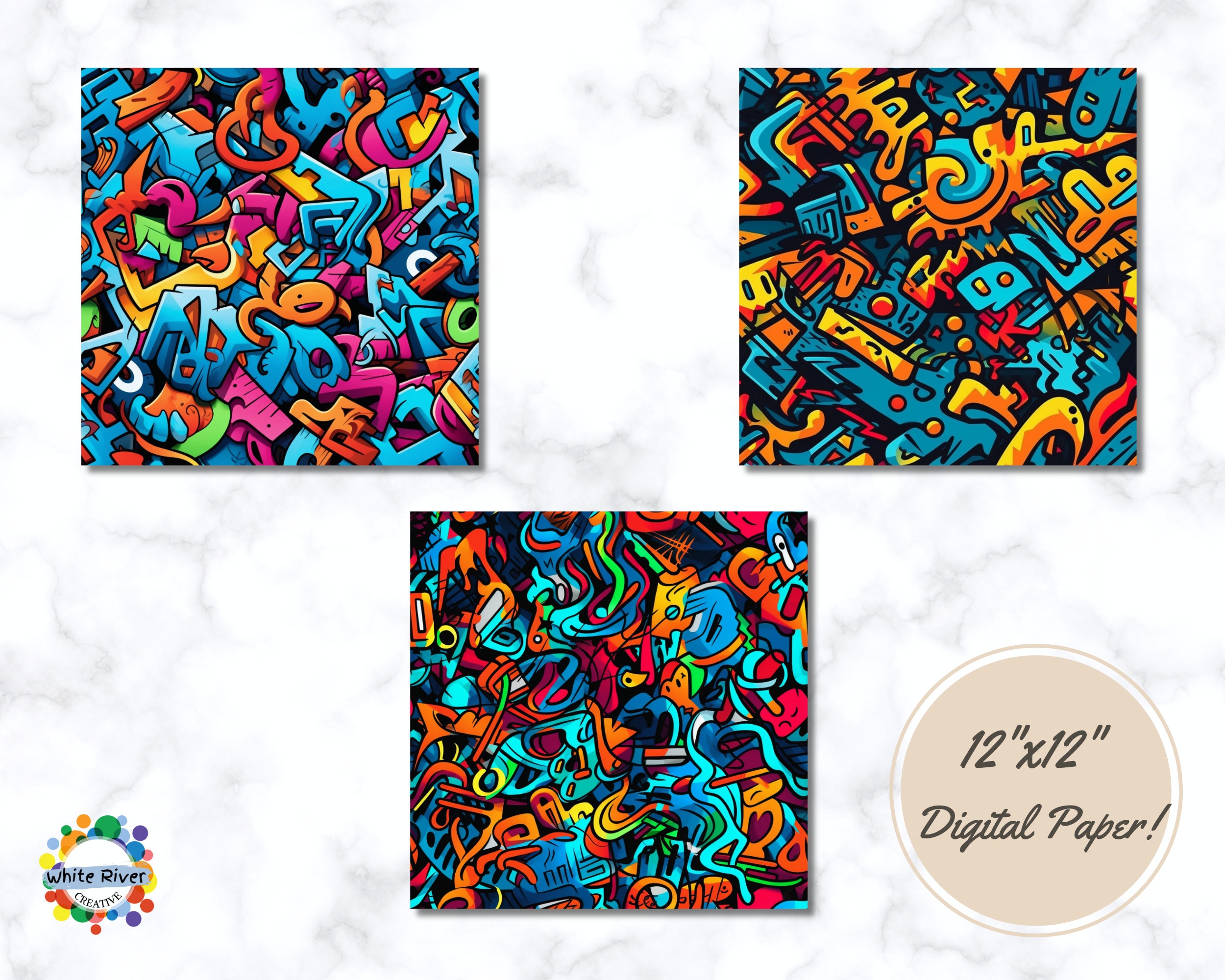 16-pack Urban Style Graffiti Wall Art, Seamless Digital Paper, Stylish ...