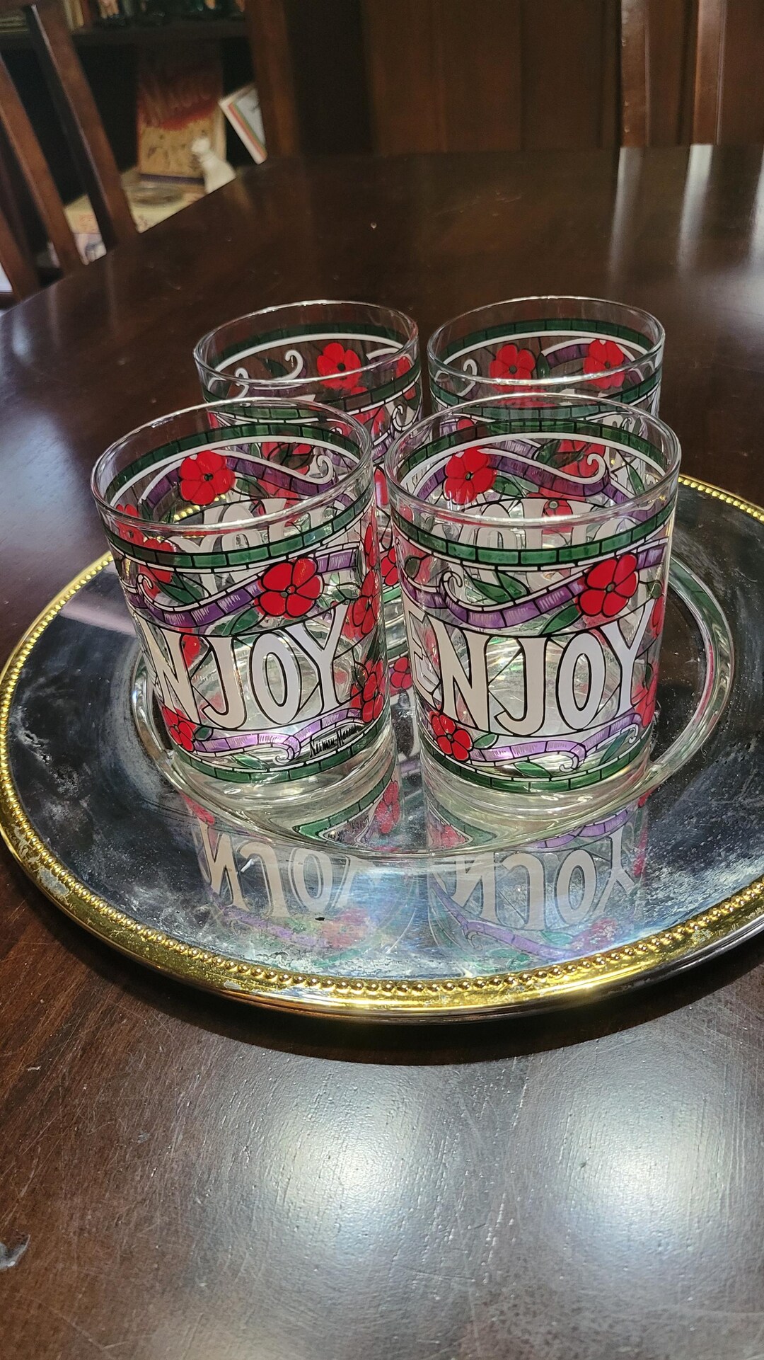 Neiman Marcus Set of 4 ENJOY Glasses - Etsy