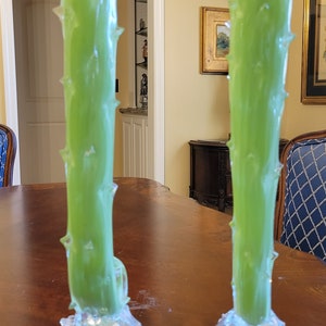 Victorian Green Cased Glass Thorn Vases Set of 2 - Etsy