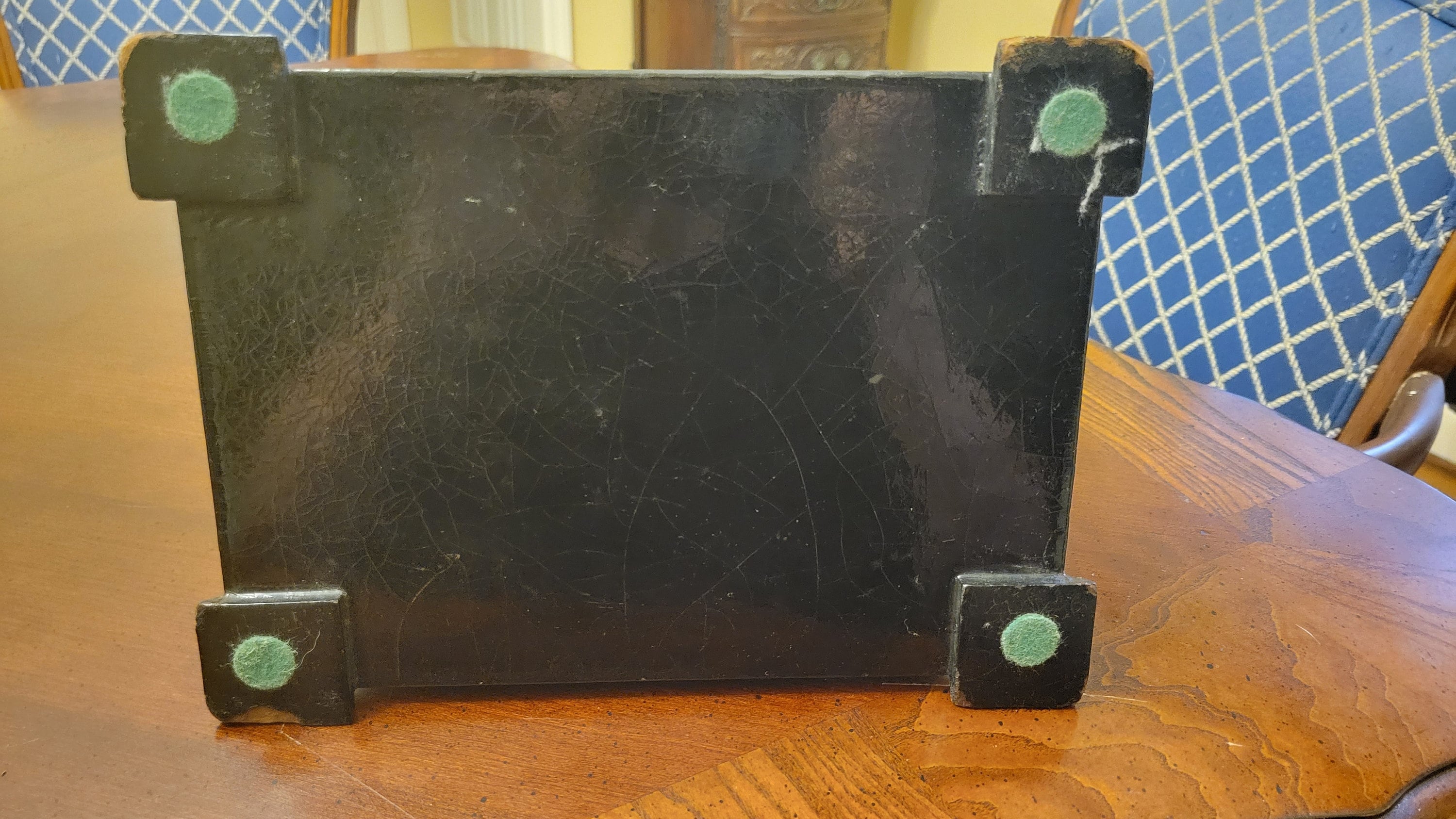 Victorian Black Lacquer Tea Caddy/box With Mother of Pearl and Gold ...