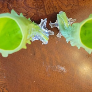 Victorian Green Cased Glass Thorn Vases Set of 2 - Etsy