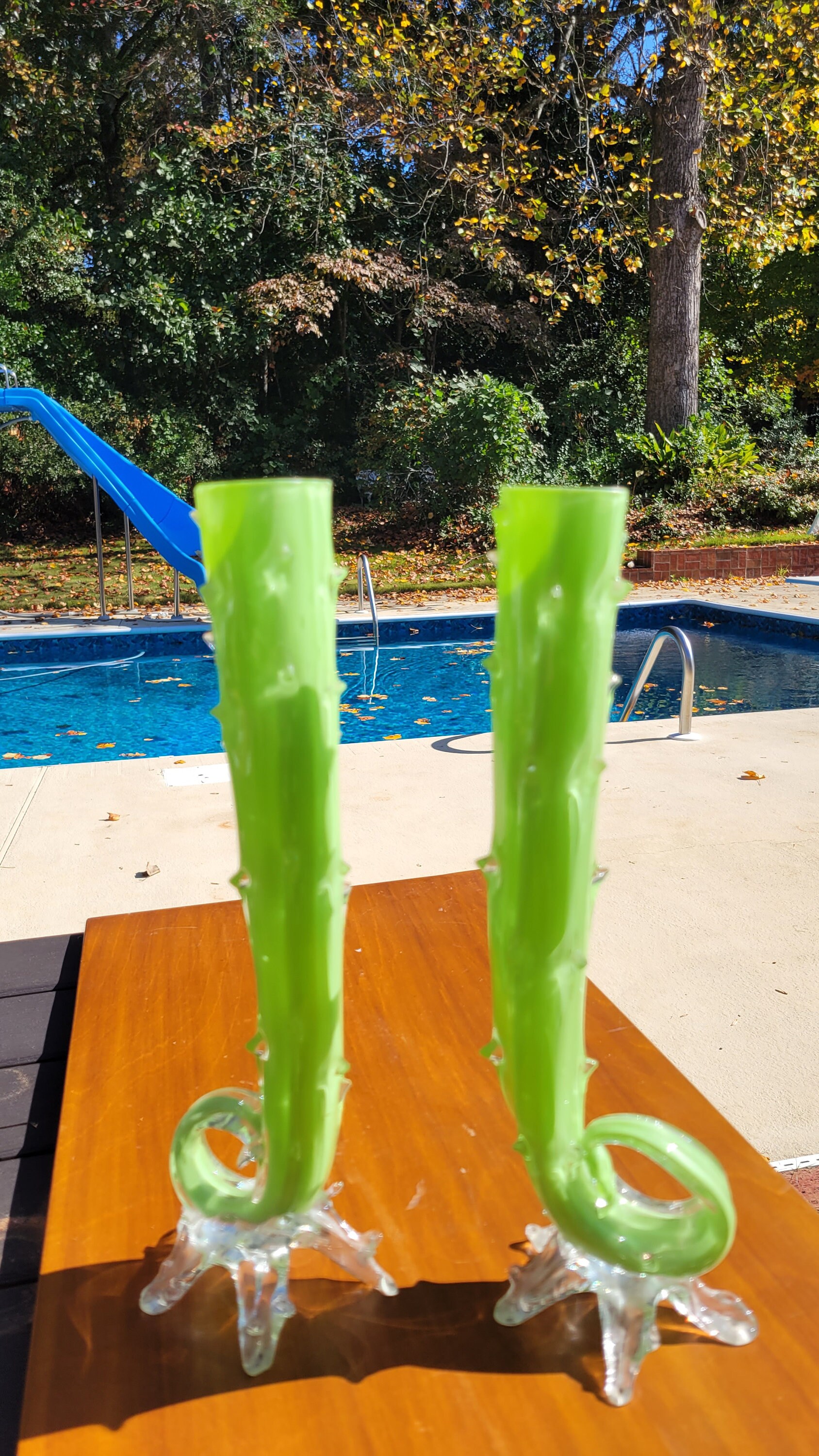Victorian Green Cased Glass Thorn Vases - Etsy Australia
