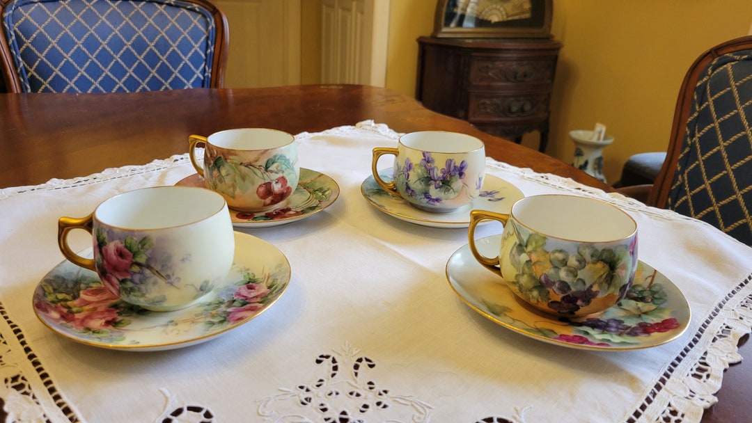 Elegant Rosenthal/mz Bavaria Handpainted Tea Cups and Saucers - Etsy