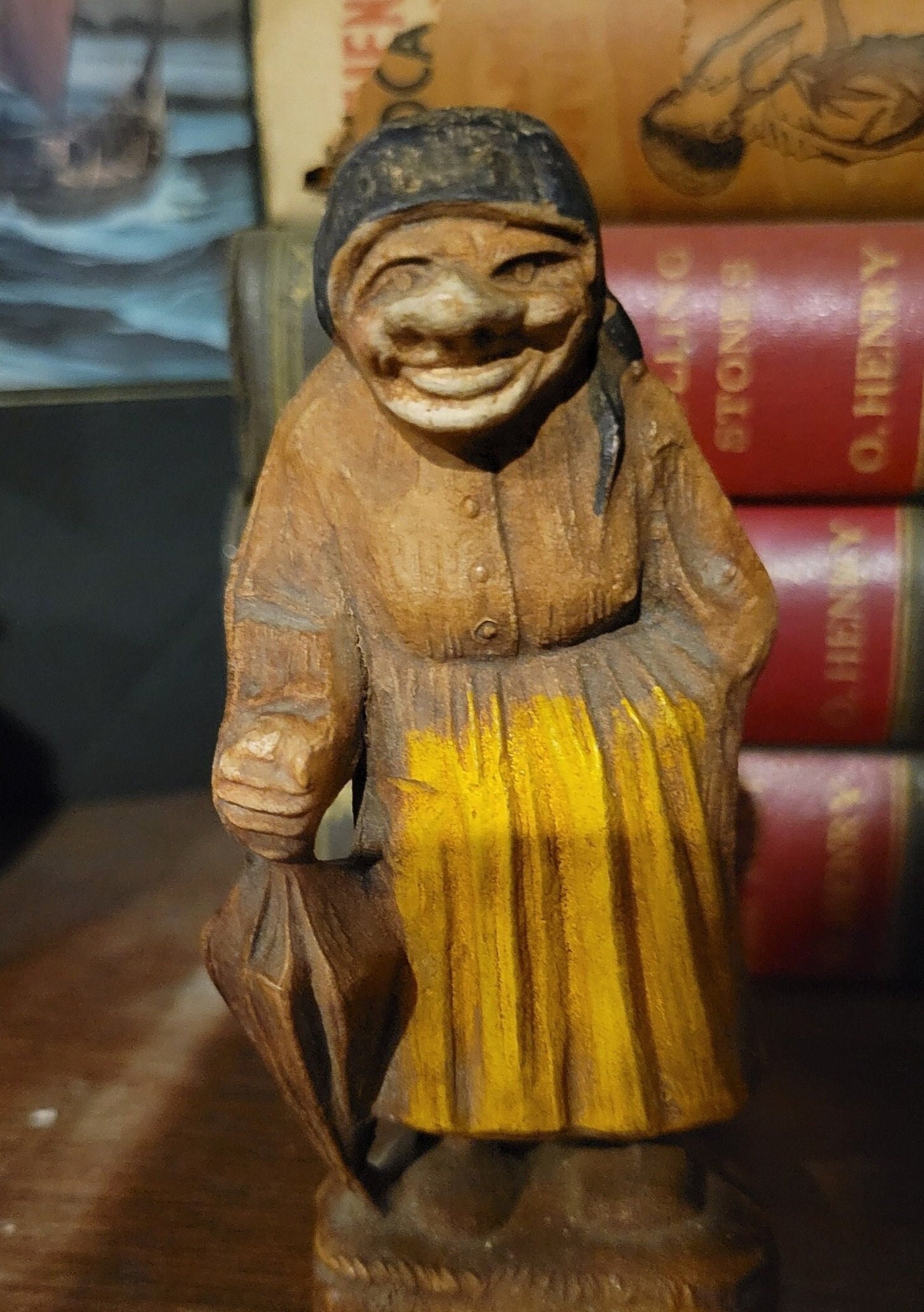 SYROCO Rare Wooden Figure of an Old Woman With Umbrella Circa 1940s - Etsy