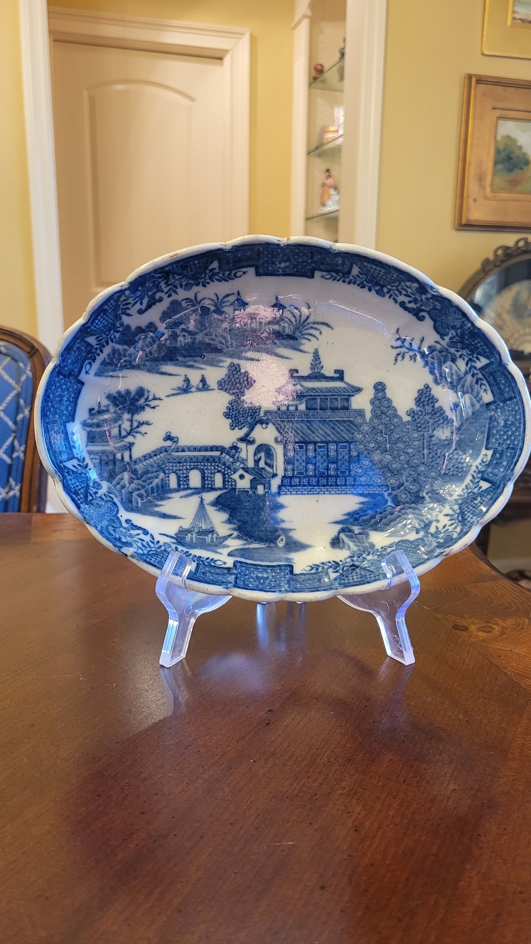 Vintage Spode Blue Willow Oval Dish With Scalloped Rim Circa 1840 - Etsy