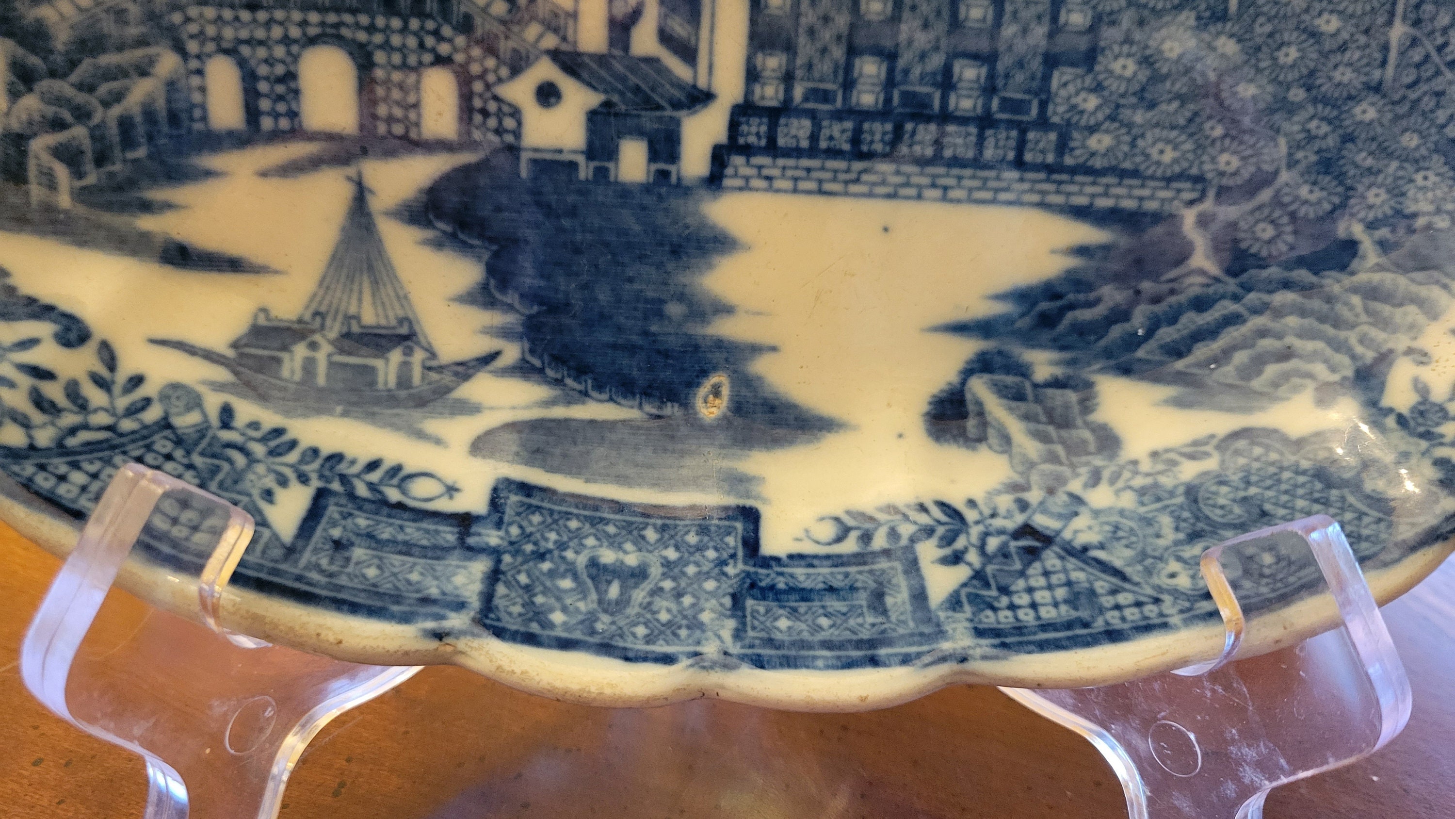Vintage Spode Blue Willow Oval Dish With Scalloped Rim Circa 1840 - Etsy