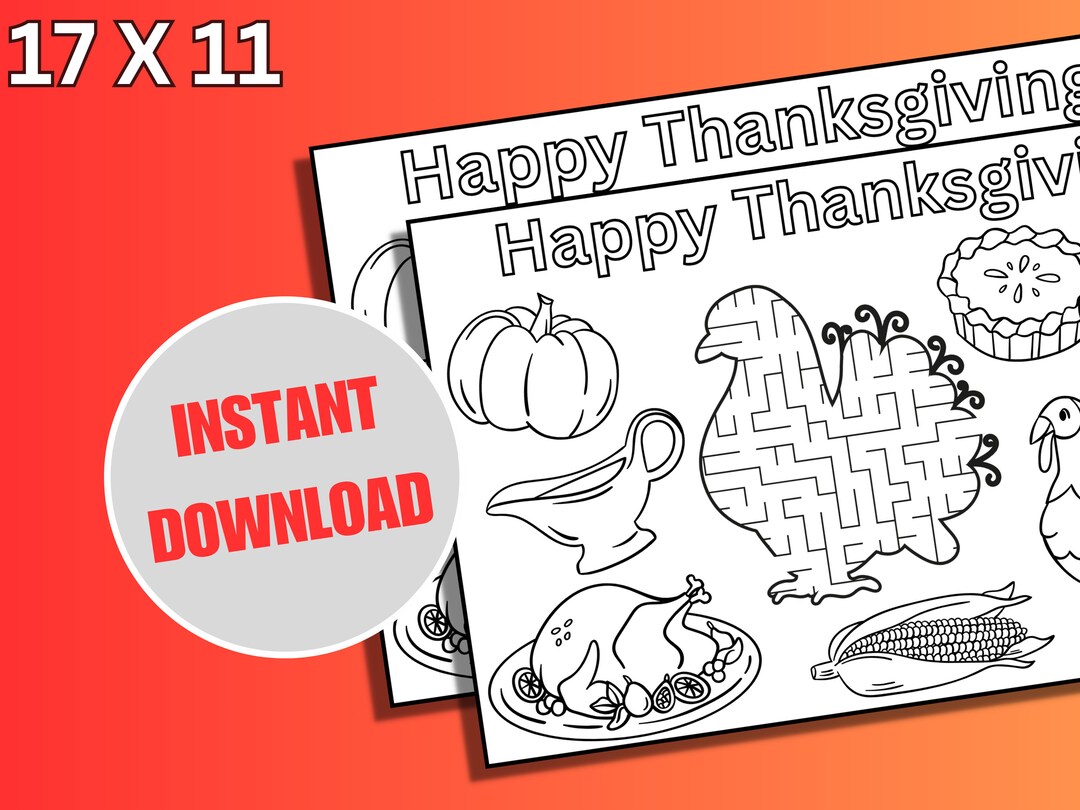 17 X 11 Kids' Thanksgiving Placemat - Etsy