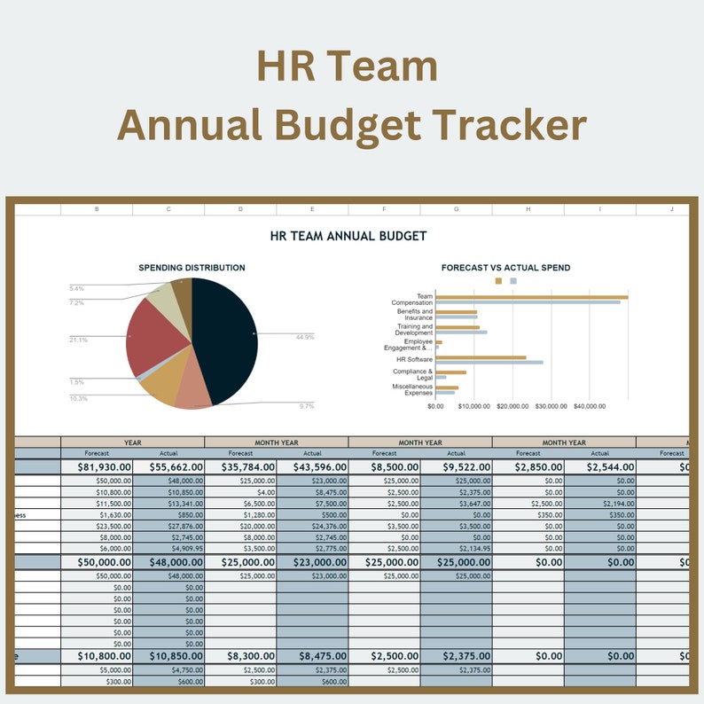 HR Team Annual Budget Spreadsheet - Etsy
