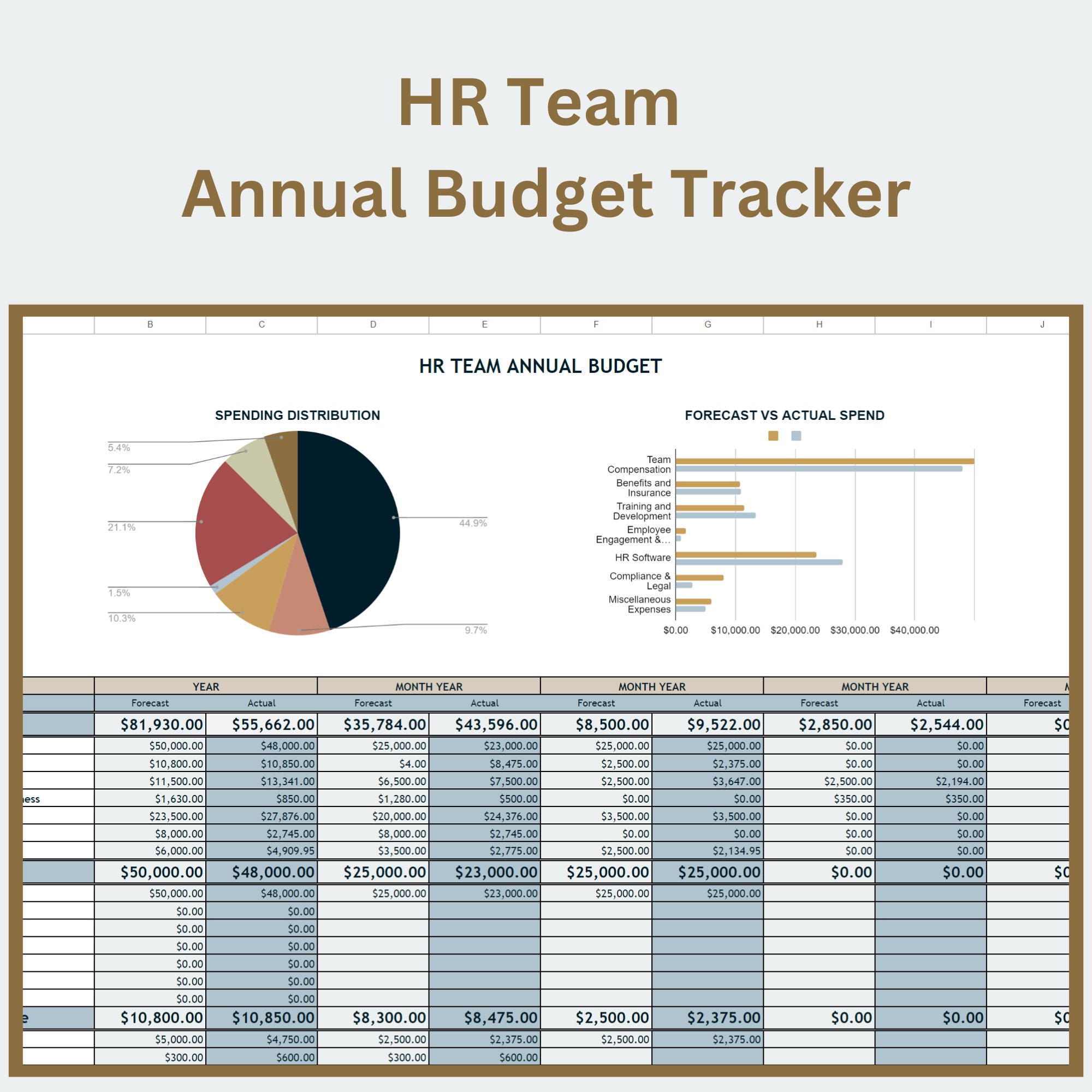 HR Team Annual Budget Spreadsheet - Etsy