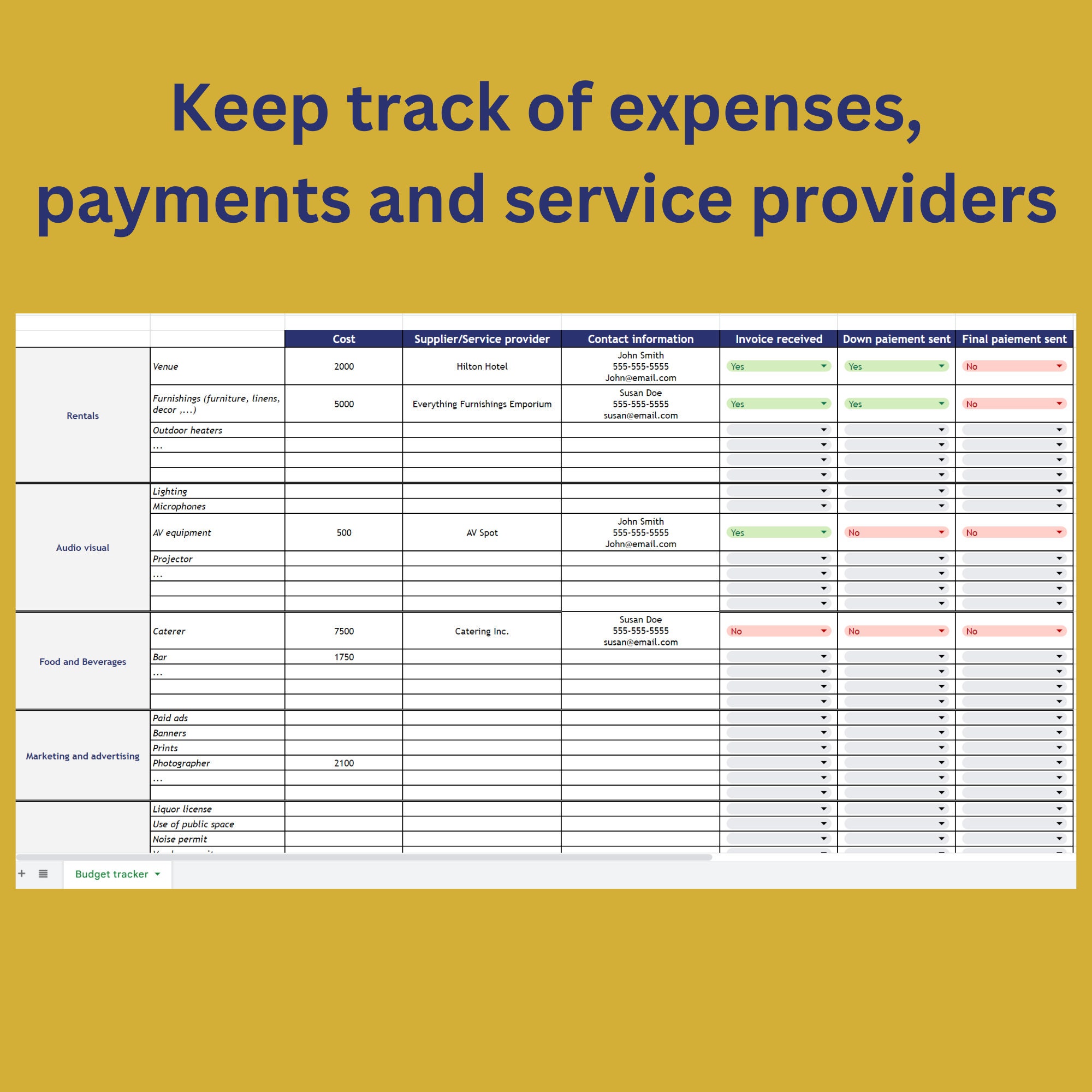 Event Budget Tracker - Etsy