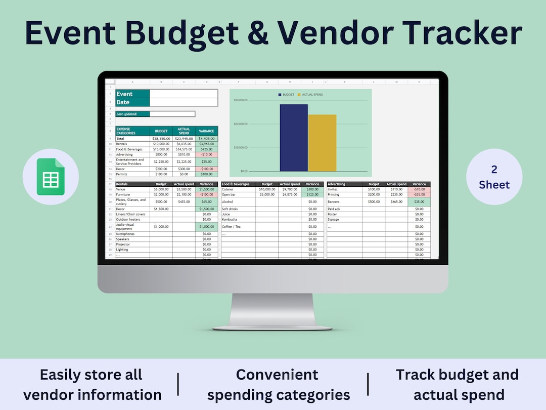 Event Budget & Vendor Tracker - Etsy