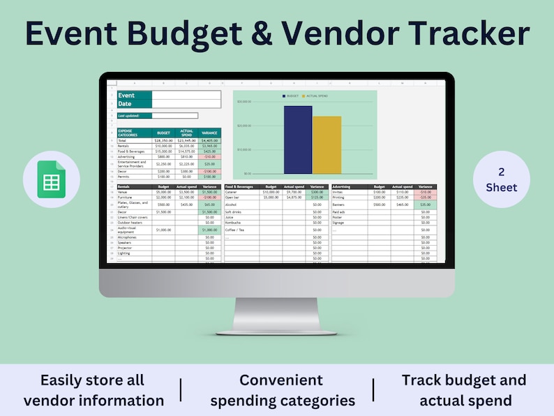 Event Budget & Vendor Tracker - Etsy
