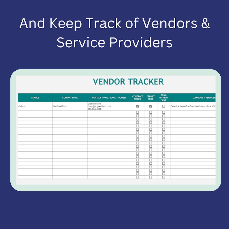Event Budget & Vendor Tracker - Etsy