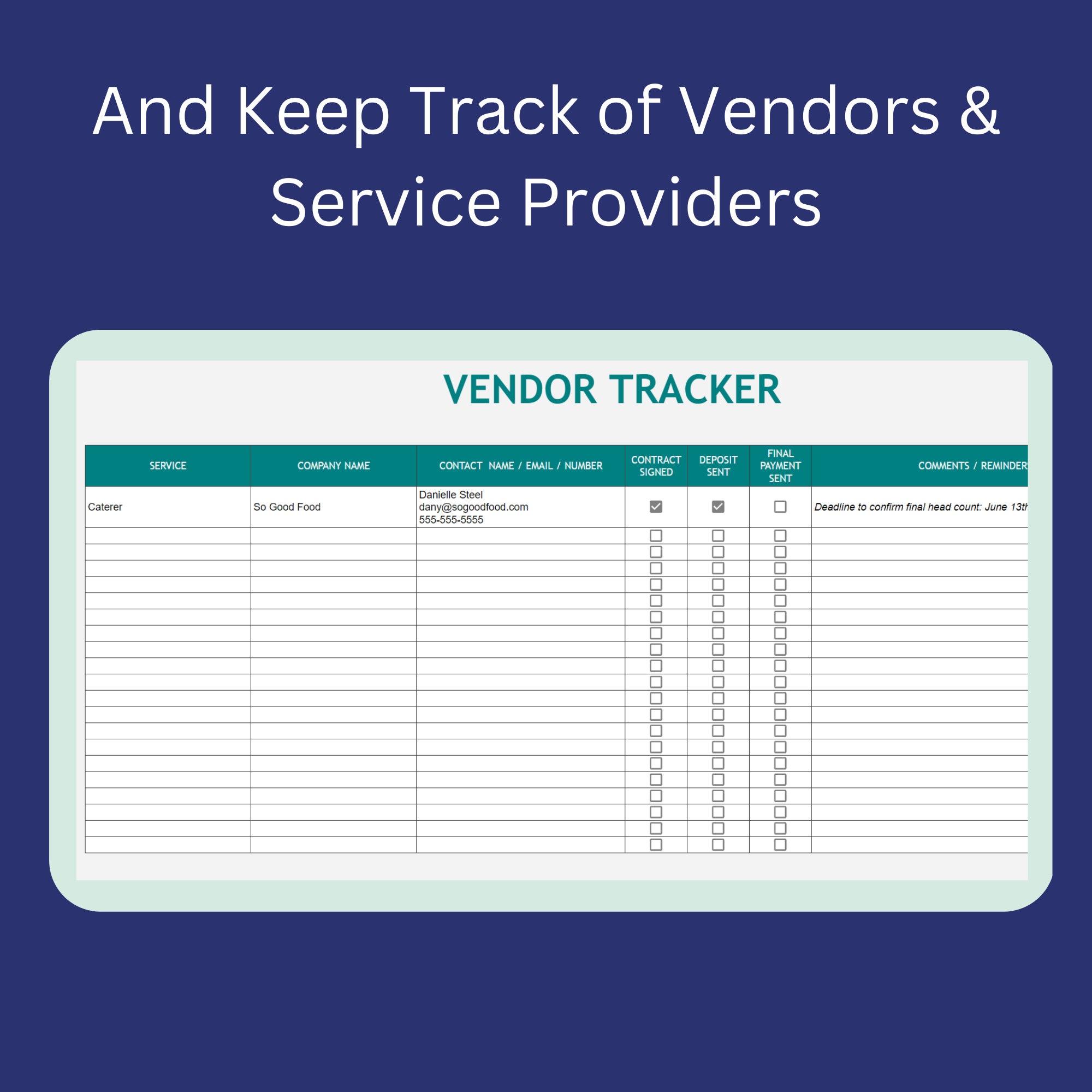 Event Budget & Vendor Tracker - Etsy