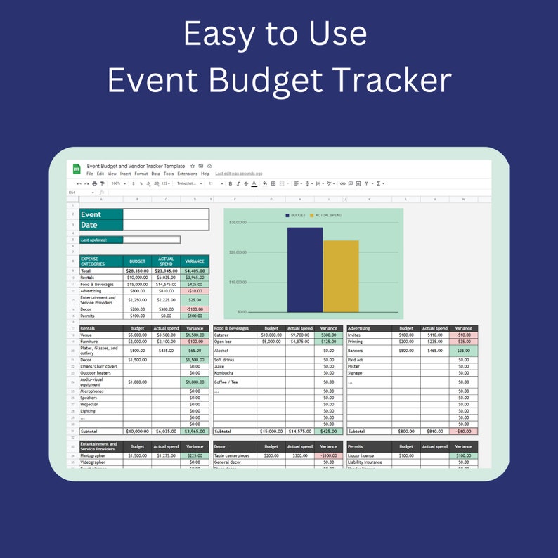 Event Budget & Vendor Tracker - Etsy