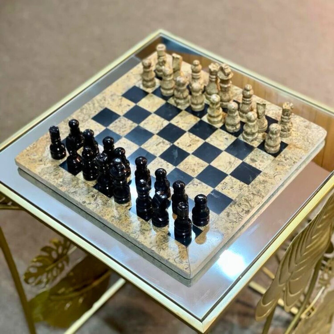 Real Marble Chess Set Handmade Marble Chess Board With - Etsy