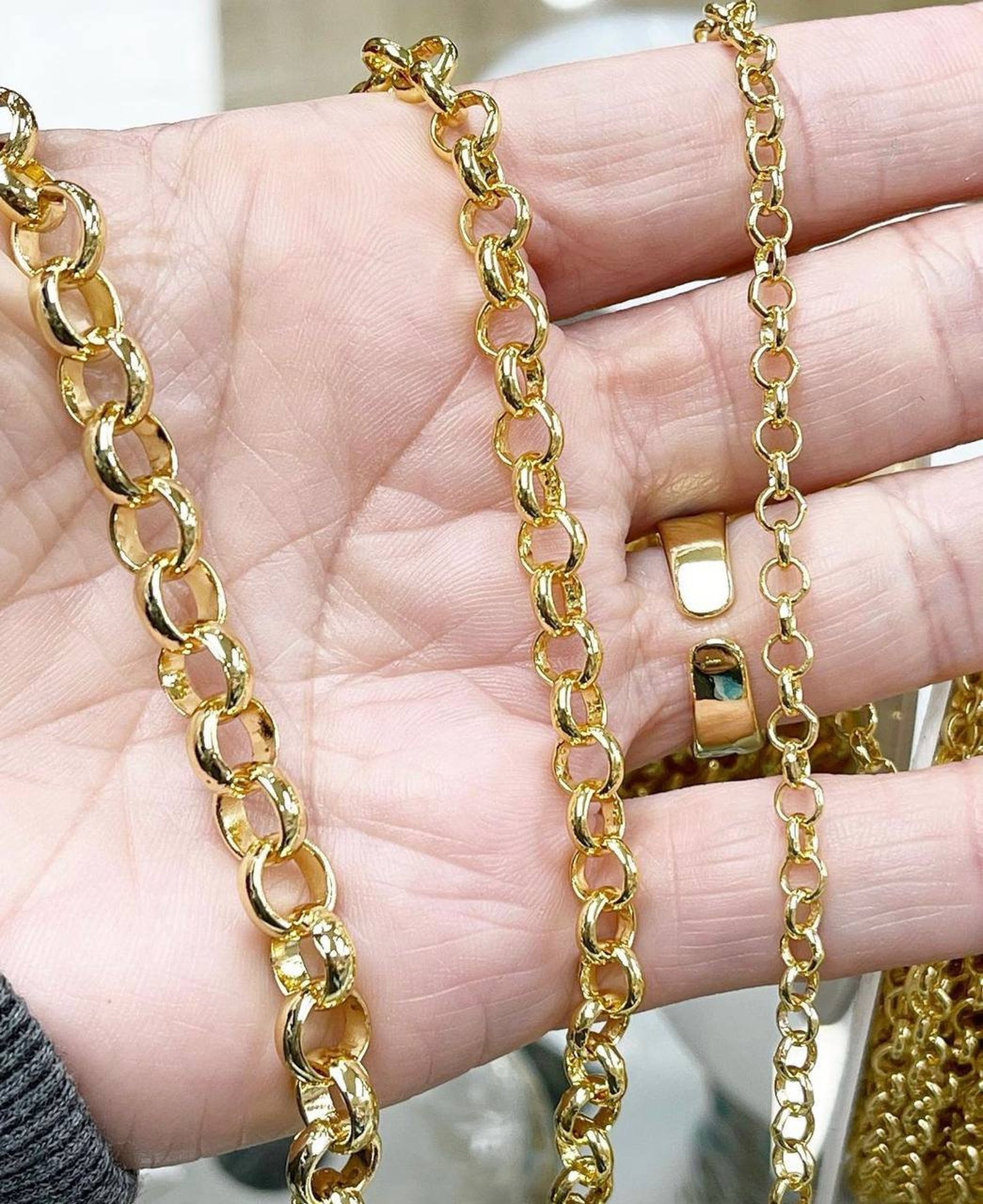 18k Solid Gold Rolo Chain, 18k Gold Rolo Chain, Gold Rolo Chain, Rolo ...