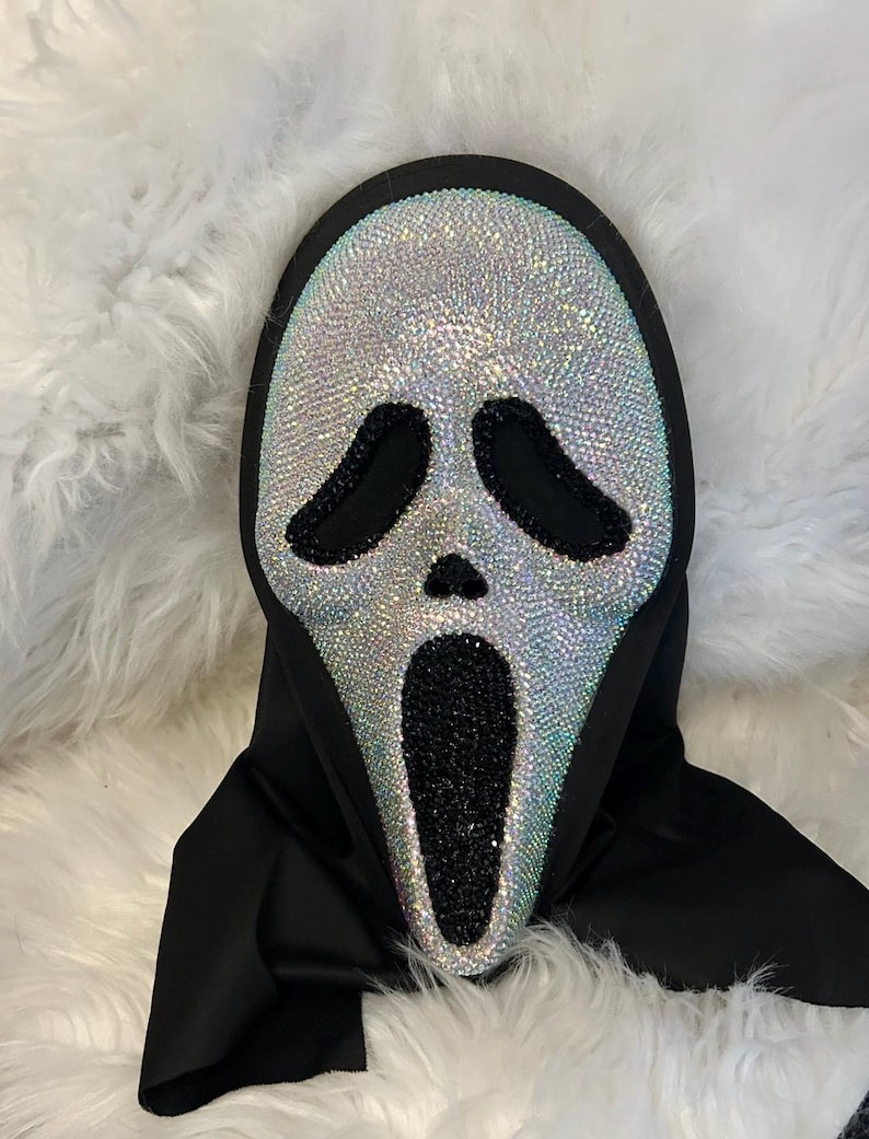 Bling Rhinestone Scream Mask, Ghostface Halloween Mask, Horror ...