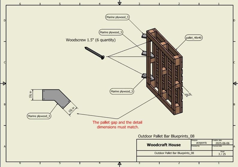 DIY Pallet Bar Plans: 48x40 Outdoor Bar & Stool Blueprint (PDF Download ...