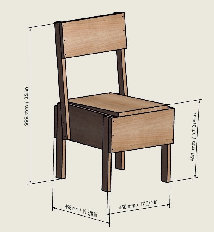 Plywood Chair Blueprint With Metric and Imperial Measurements - Etsy