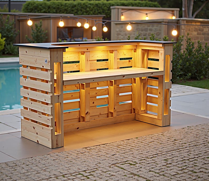 DIY Pallet Bar Plans – 48x40 Inch Outdoor Bar Blueprint, Backyard Patio ...
