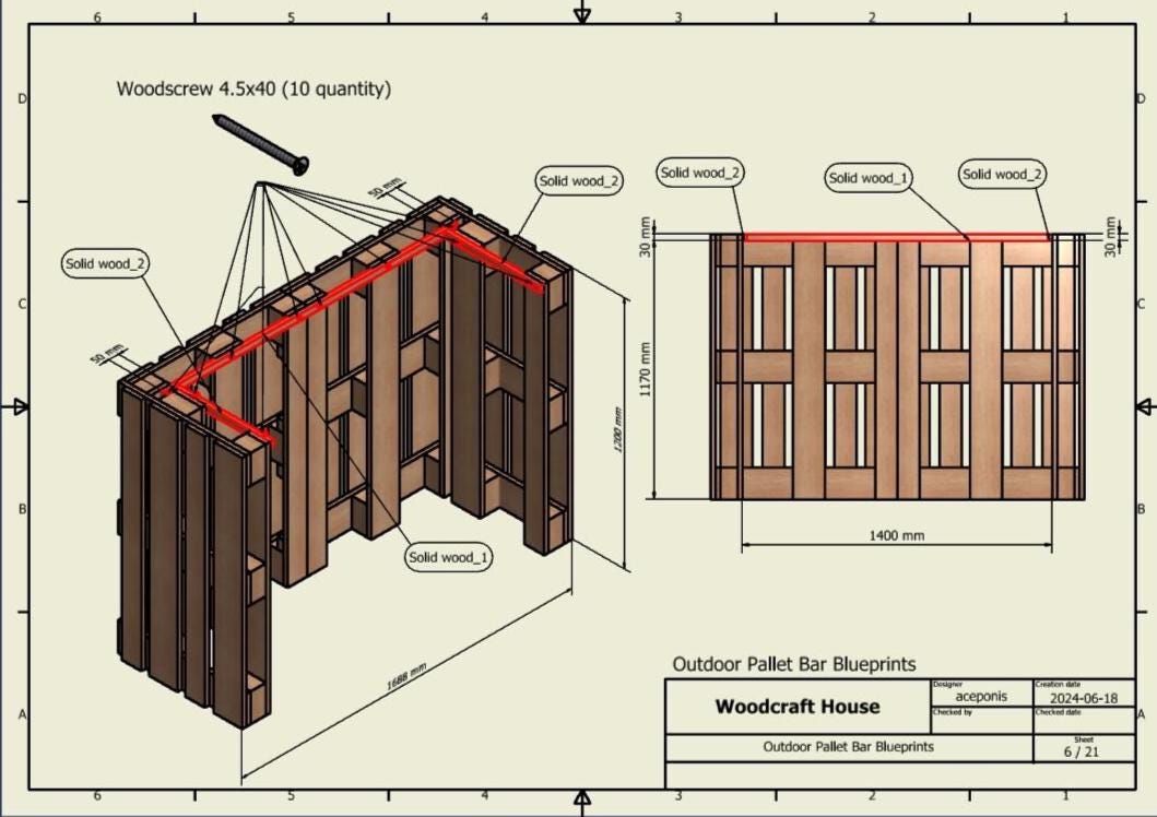 DIY Euro Pallet Bar Plans With Plywood Stool (PDF Download) - Outdoor ...