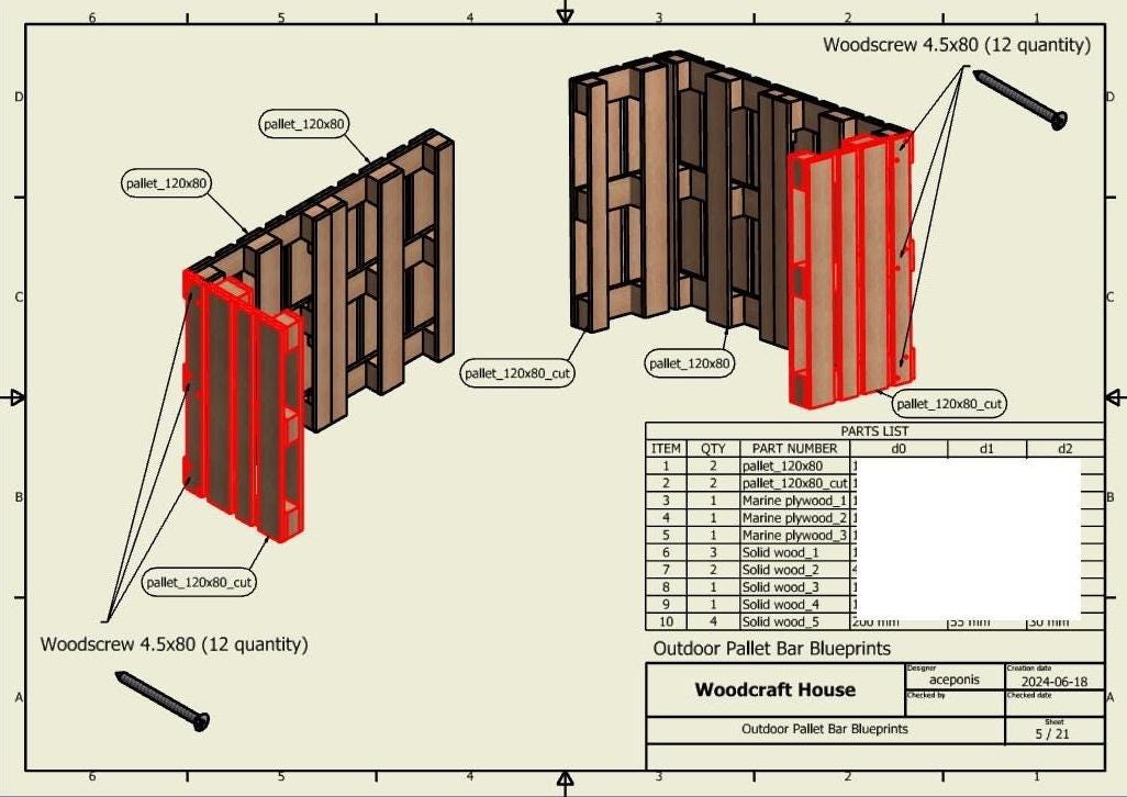 DIY Euro Pallet Bar Plans, Outdoor Bar Blueprint, Backyard Patio PDF ...