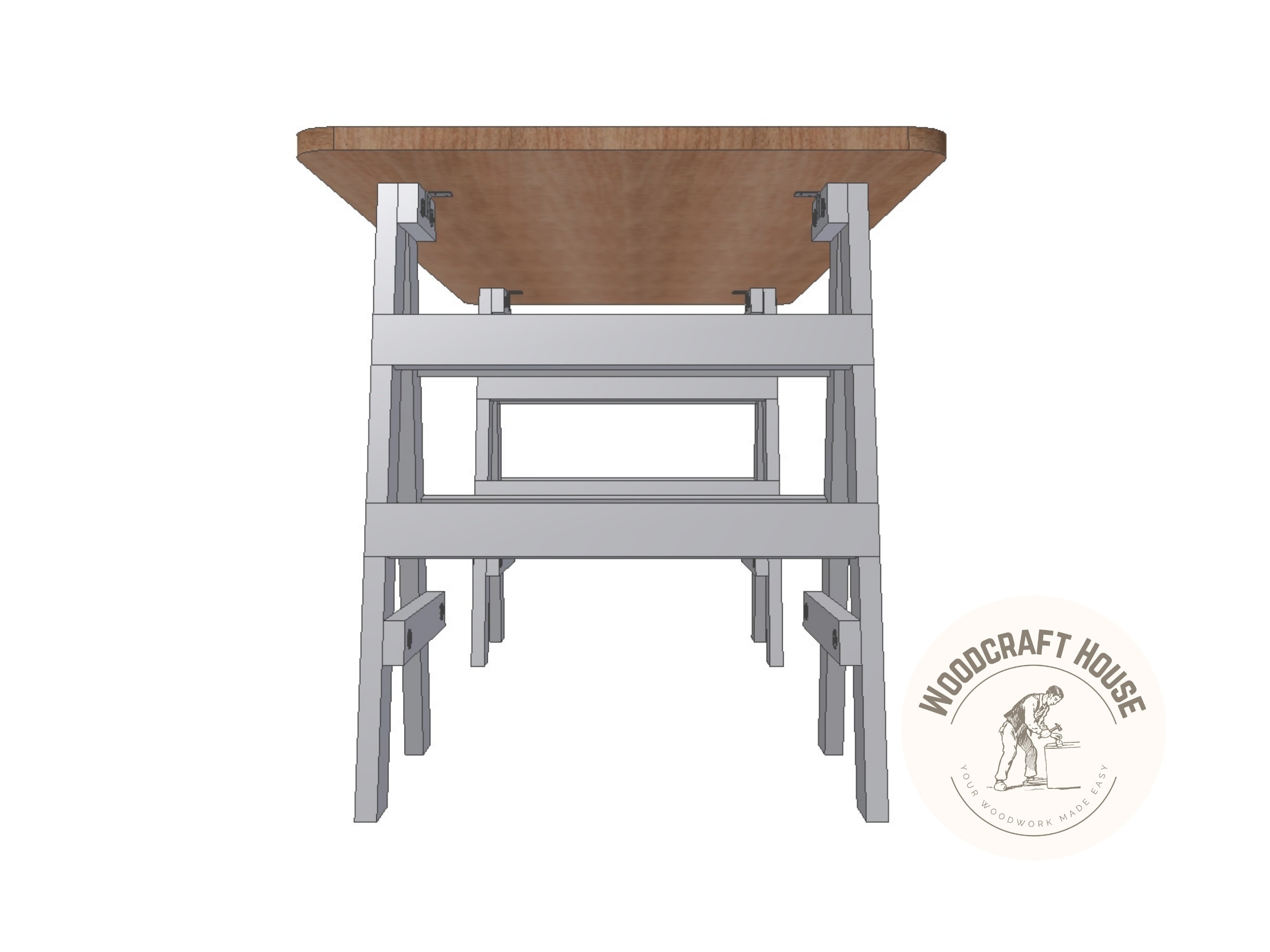 Plywood or Wood Desk Table-diy PDF Printable-scandinavian Modern Design ...