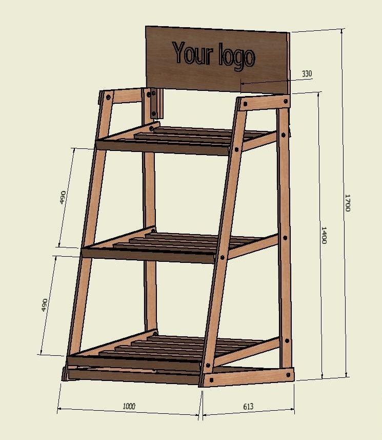 Wooden Display Shelf Blueprint for Exhibitions and Retail PDF Download ...