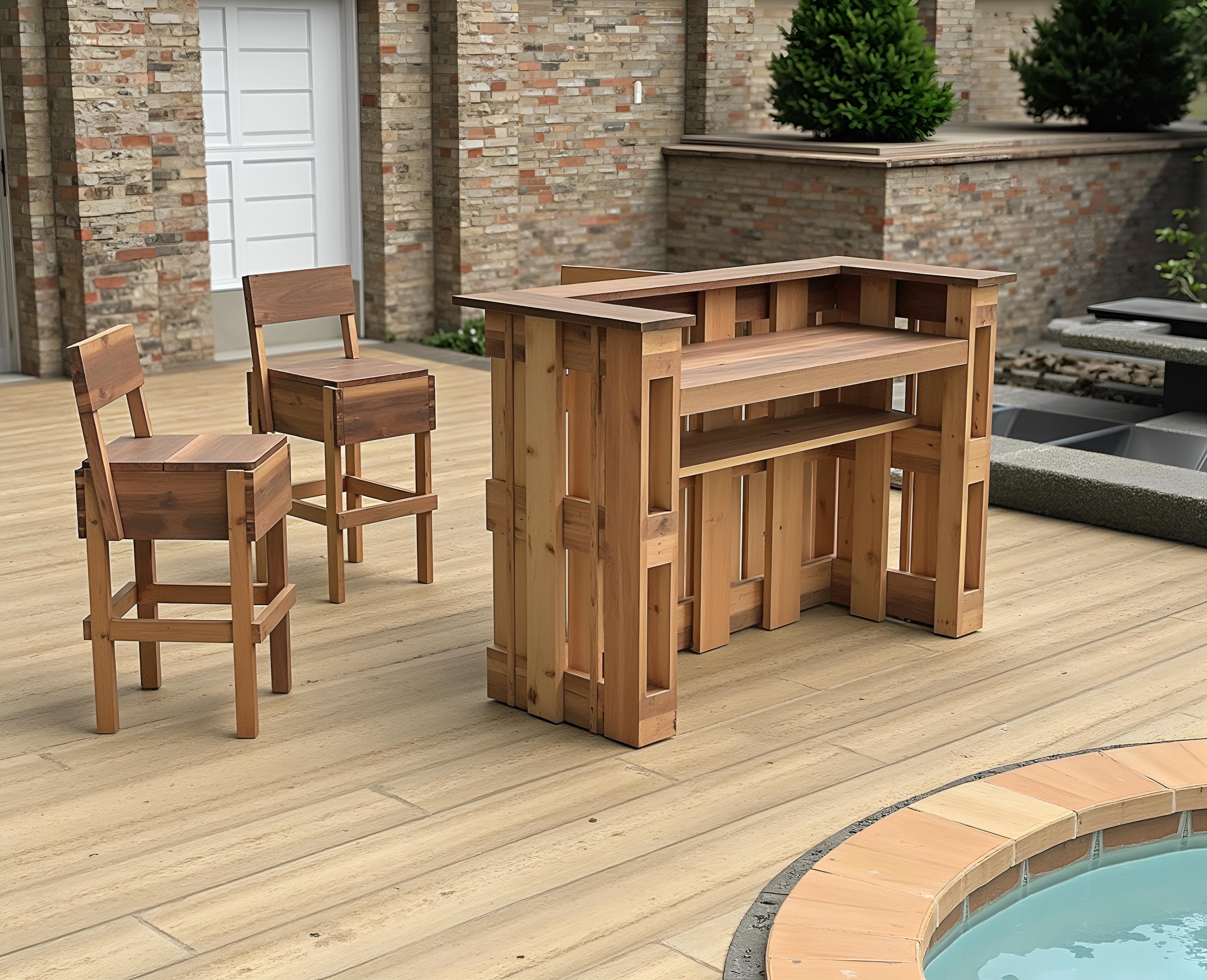 DIY Euro Pallet Bar Plans With Plywood Stool (PDF Download) - Outdoor ...