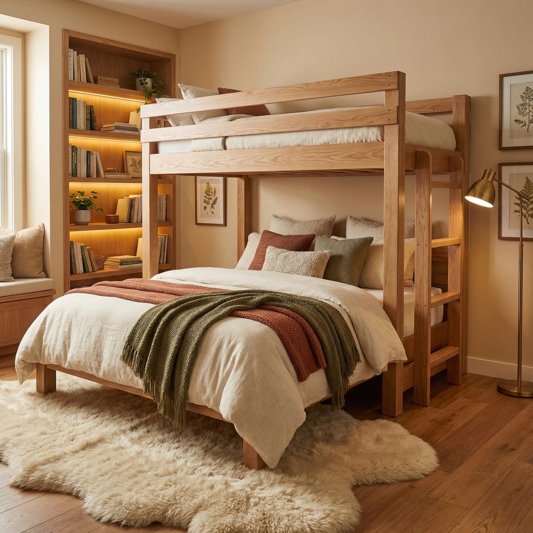 Perpendicular Twin Over Queen Bunk Bed