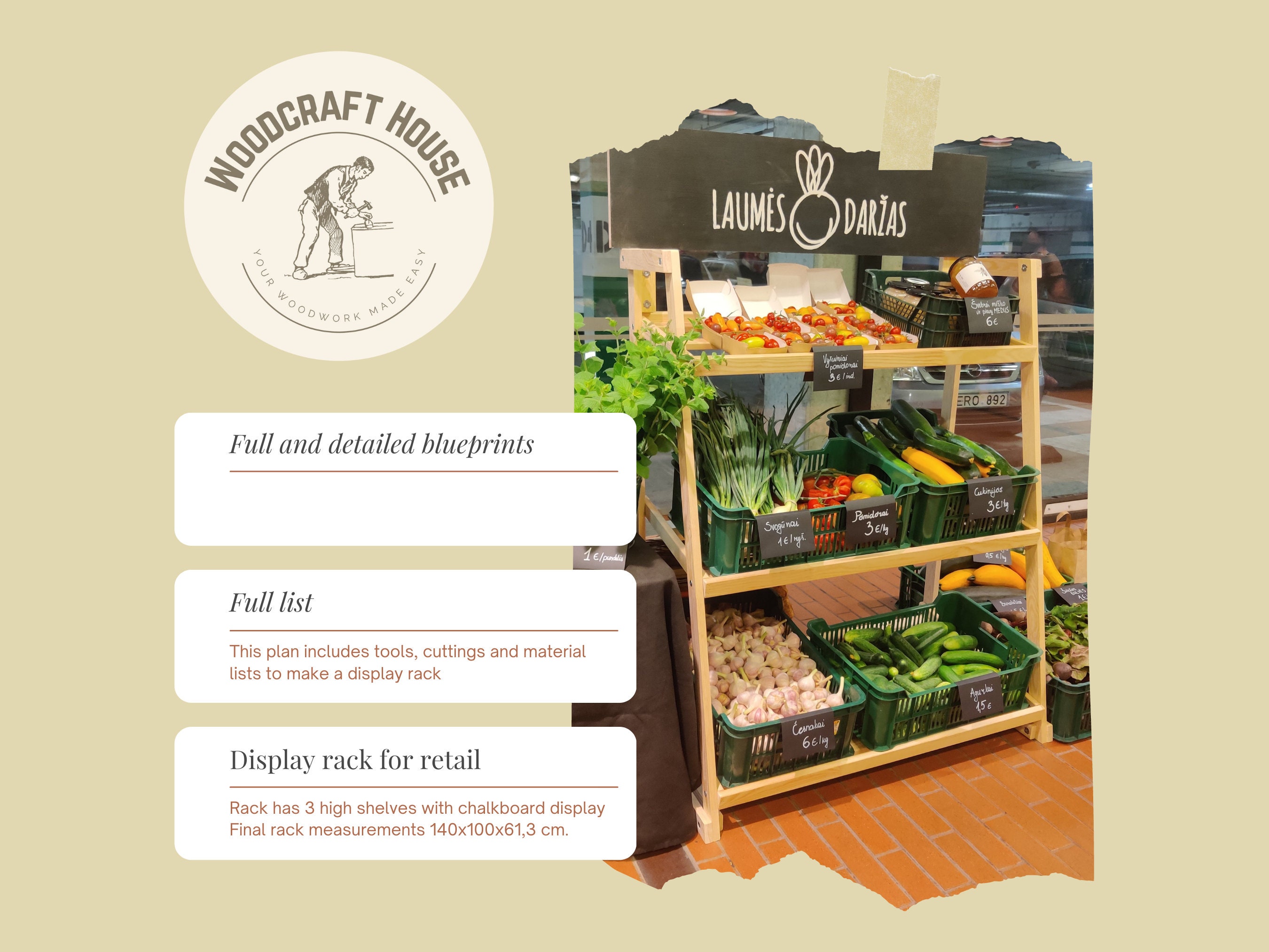 Wooden Display Shelf Blueprint for Exhibitions and Retail PDF Download ...