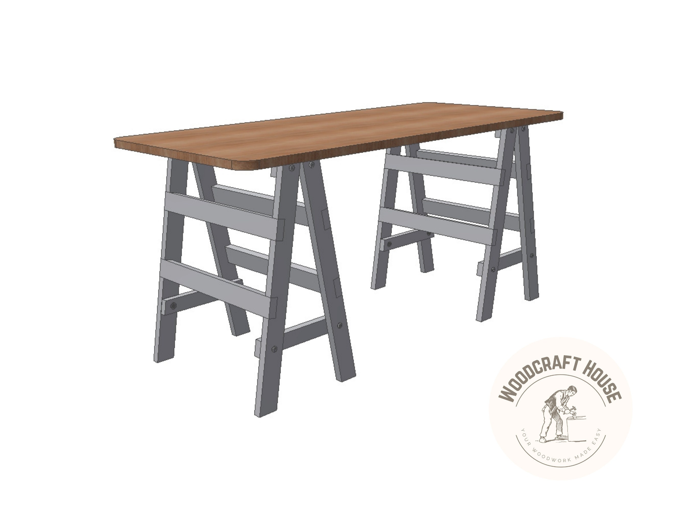 Plywood or Wood Desk Table-diy PDF Printable-scandinavian Modern Design ...