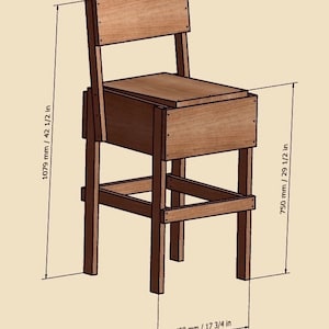 Wooden Bar Stool Plans DIY Bar Chair Blueprint - Etsy