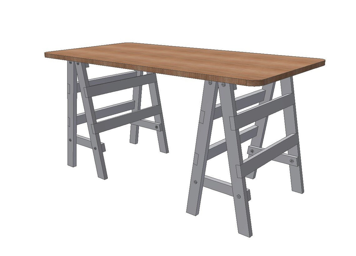Plywood or Wood Desk Table-diy PDF Printable-scandinavian Modern Design ...