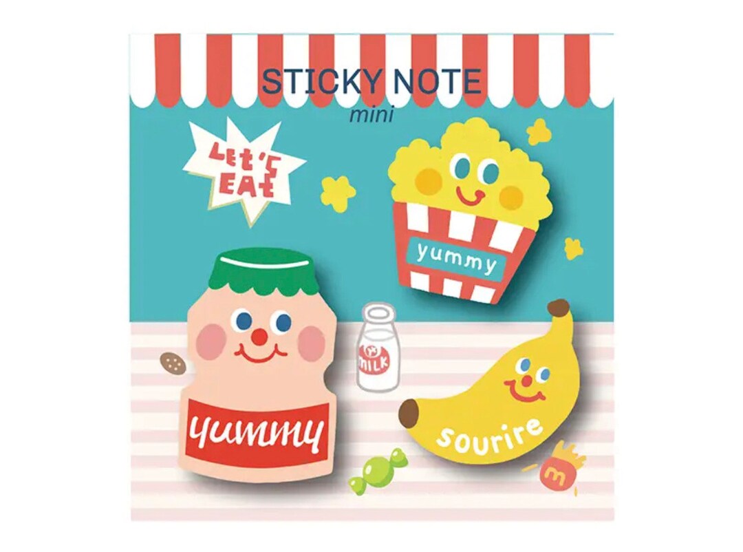 Cute Snack Fun Kawaii Popcorn Sticky Note Set - Decorative Notepads for ...