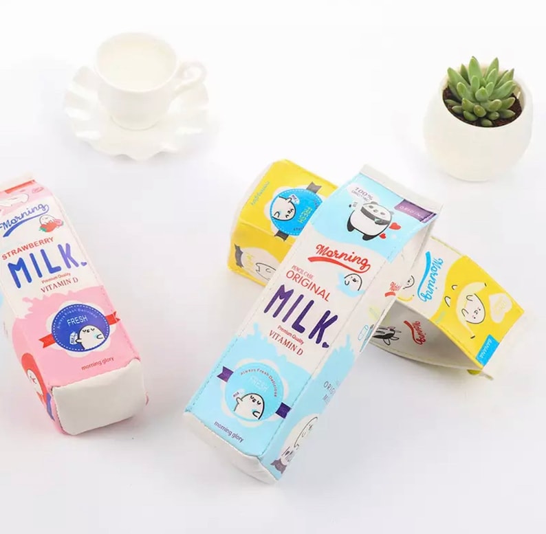 Kawaii Strawberry Milk Carton Pencil Case Cute Pen Pouch - Etsy