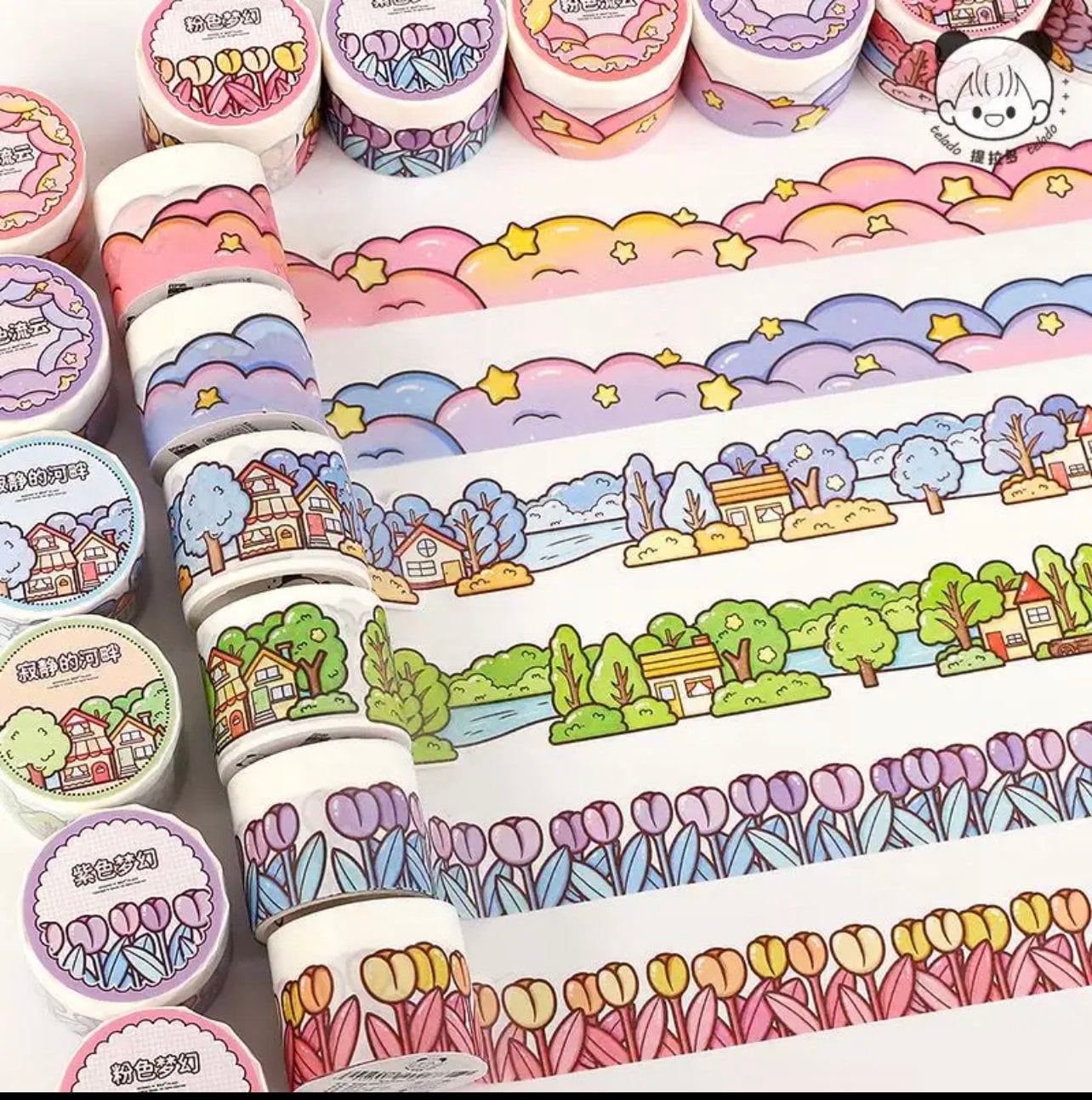 Green Landscape Spring Washi Tape Trees and Houses Scenery Decorative ...