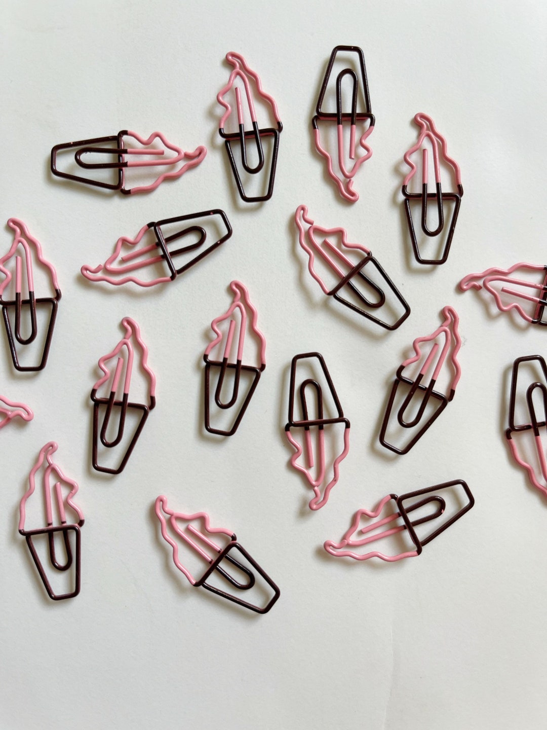 Ice Cream Cone Shaped Mini Paperclips - Set of 5 Kawaii Ice Cream ...