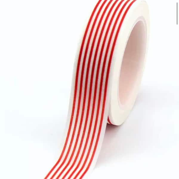 Red and White Stripe Washi Tape - Etsy