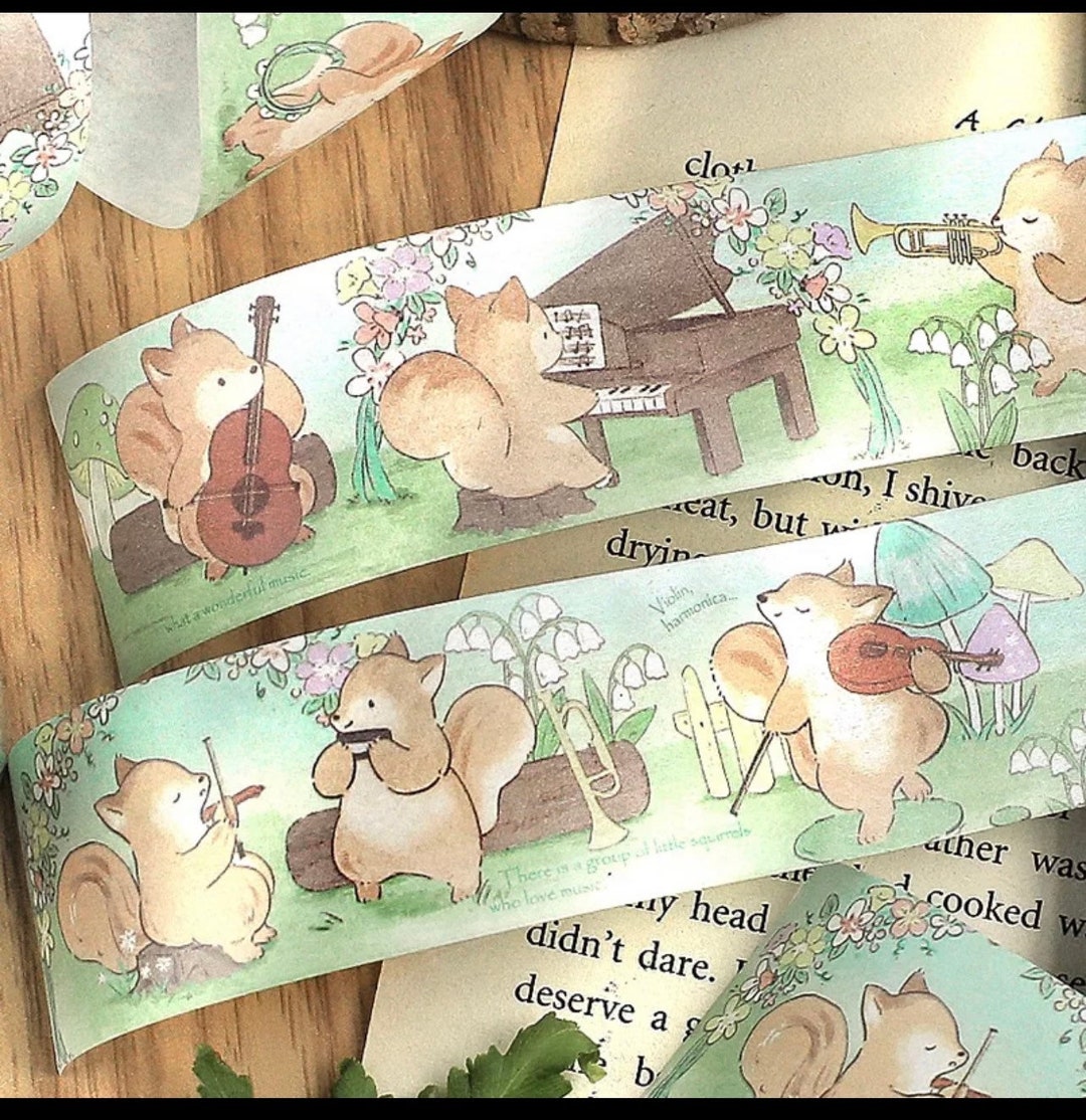 Musical Squirrels Washi Tape - Cute Animal Decorative Tape, Easter ...