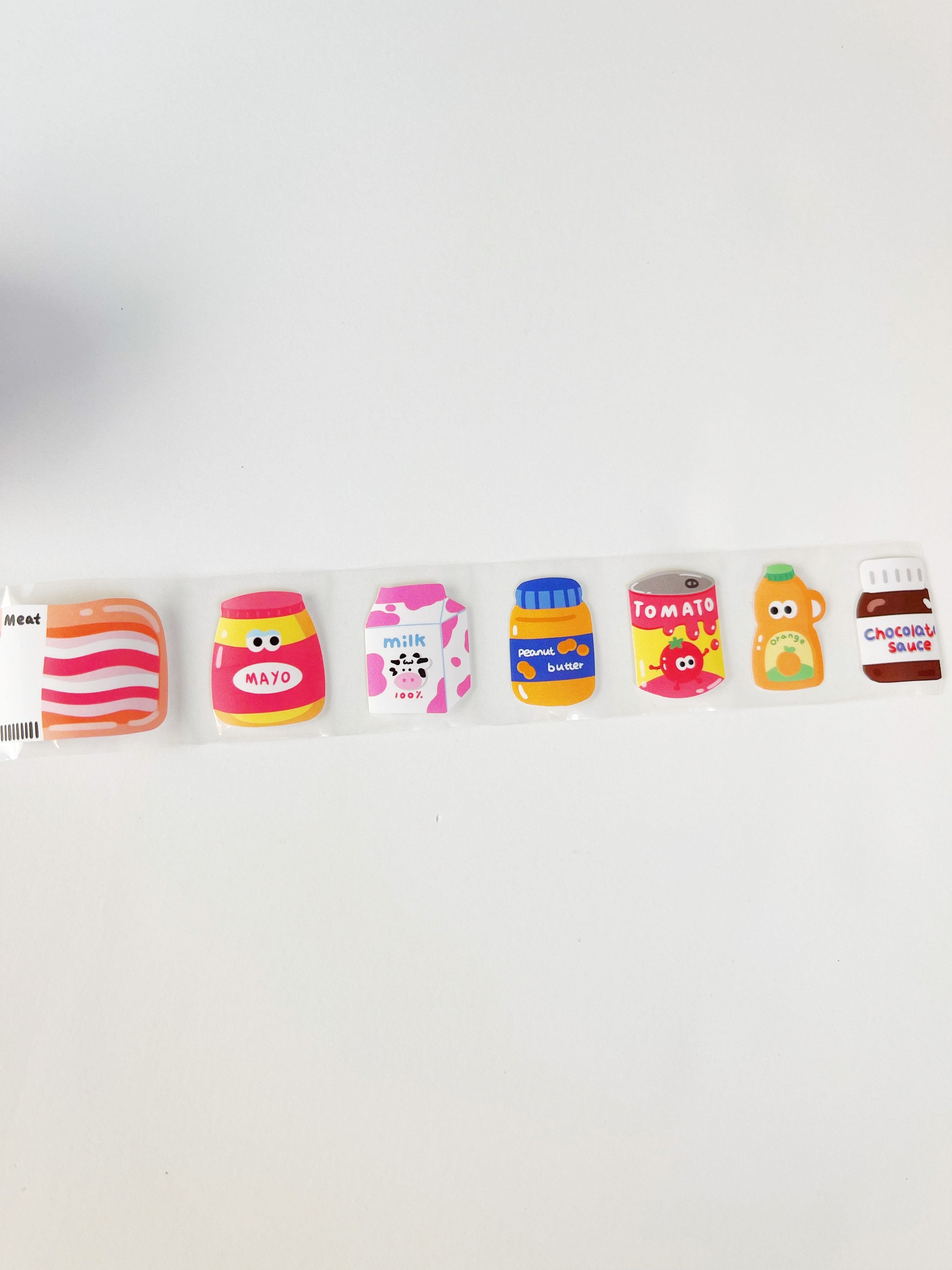 Kawaii Condiment Sticker Roll Decorative Sticker Set, Planner Supply ...