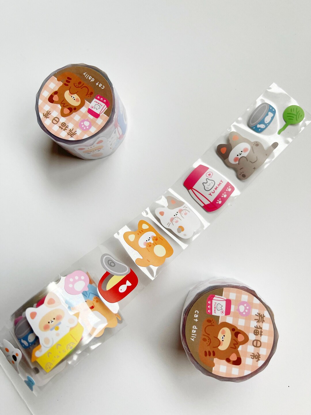 Kawaii Kitten Sticker Roll - Cat Washi Stickers, Adorable Decorative ...