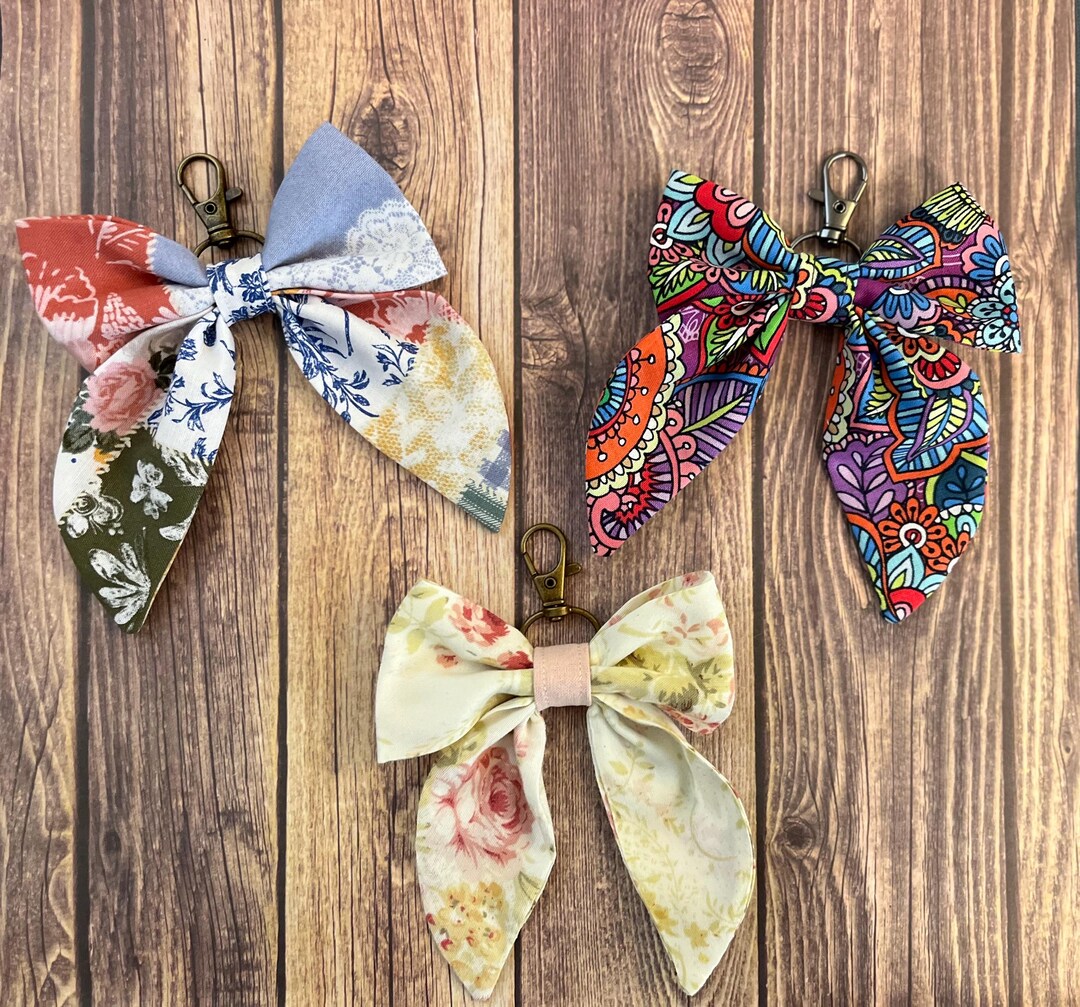 Sewn Bow Keychain - Cute Fabric Bag Charm - Etsy