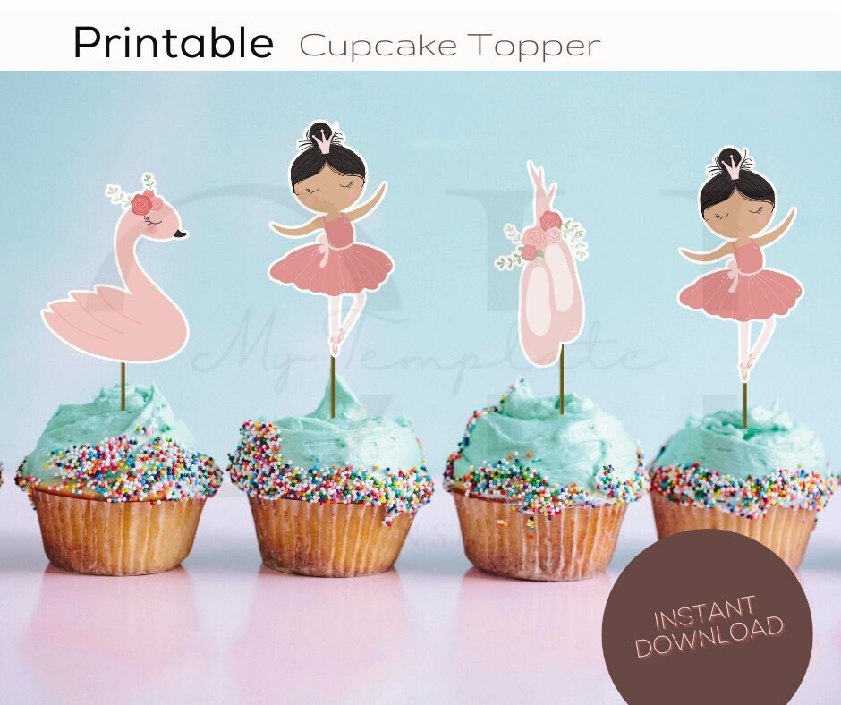Printable Ballerina Cupcake Topper Birthday Cake Topper Girls - Etsy