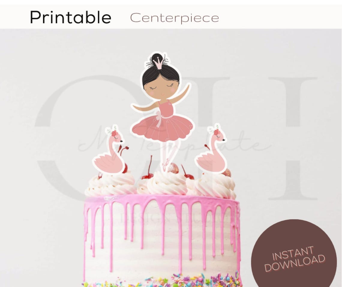 Printable Ballerina Cupcake Topper Birthday Cake Topper Girls - Etsy