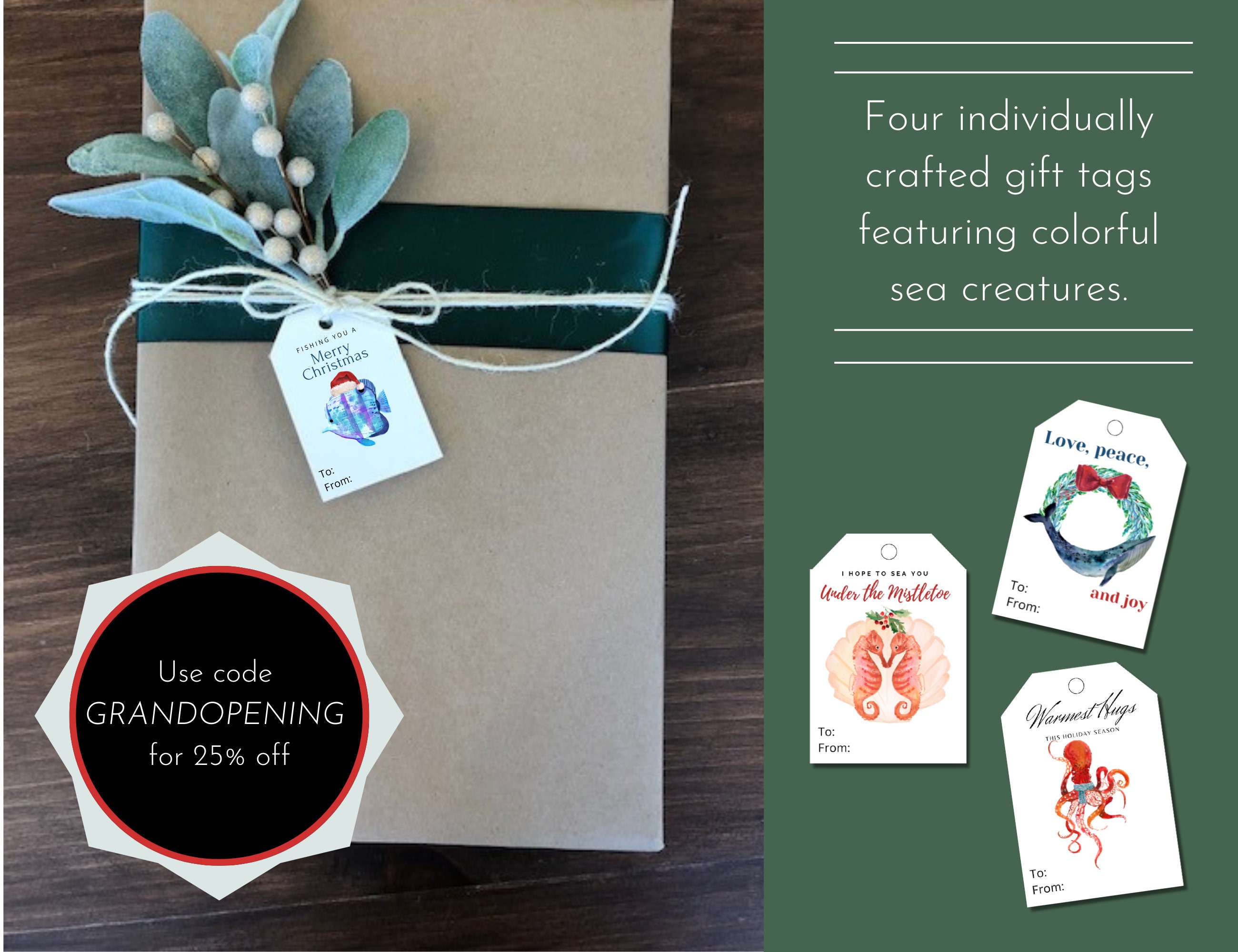 Coastal Farmhouse Gift Tags for Christmas and Holiday Season, Featuring ...